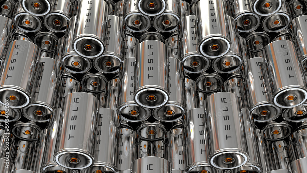 Lithium-ion Tesla Battery 4680, High-capacity accumulator cell modules ...