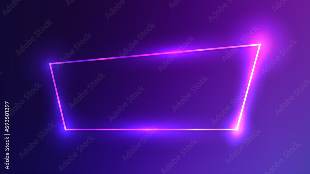 Neon trapezoid frame with shining effects Stock Vector | Adobe Stock