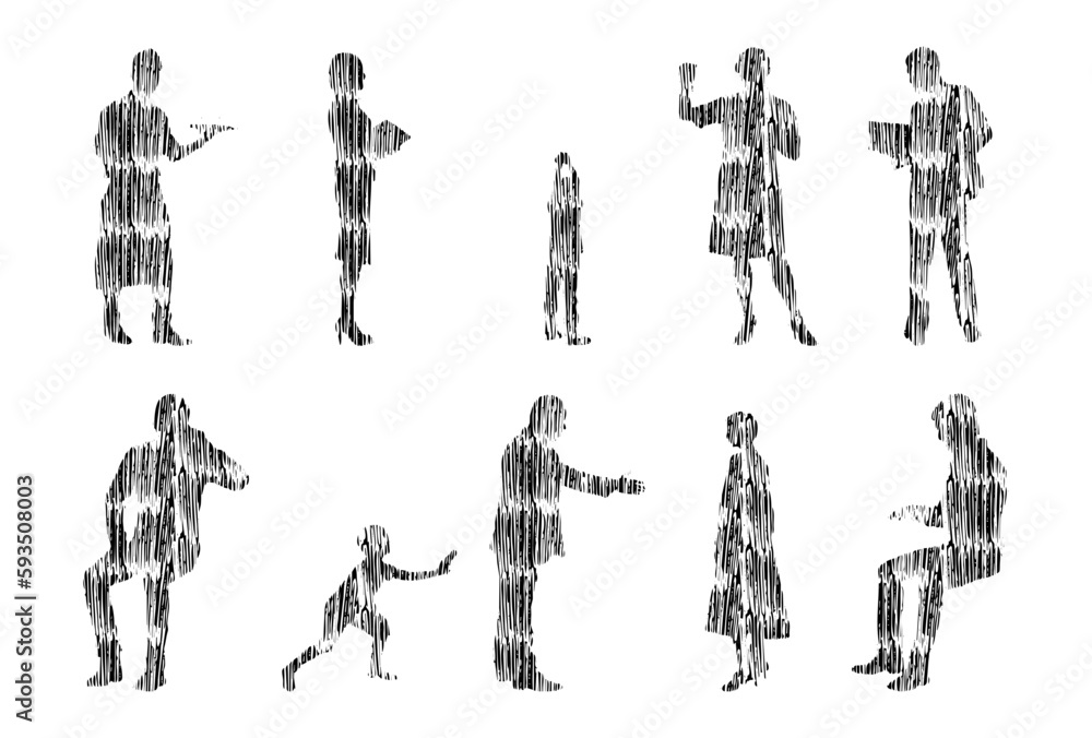 Vector silhouettes, Outline silhouettes of people, Contour drawing ...