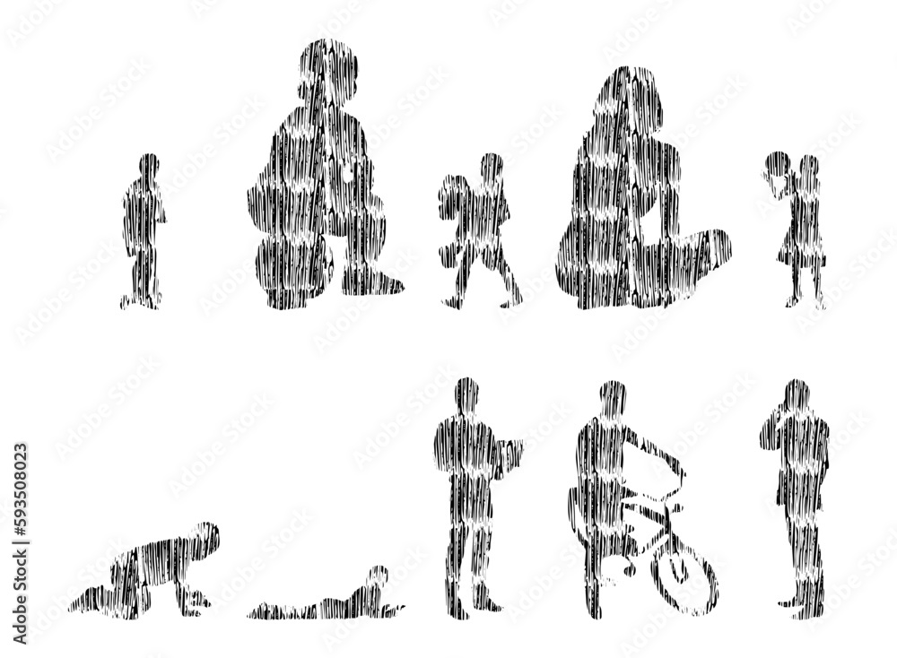 Vector silhouettes, Outline silhouettes of people, Contour drawing ...