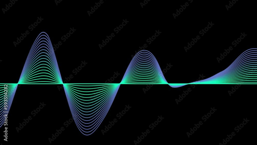 Abstract minimal flat background. Looped colored linear waveform on ...