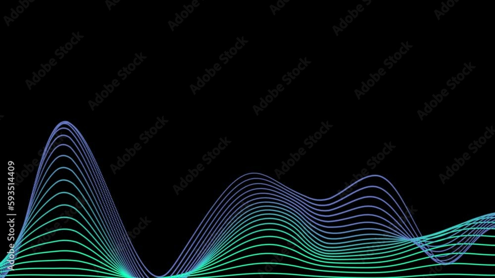 Abstract minimal flat background. Looped colored linear waveform on ...