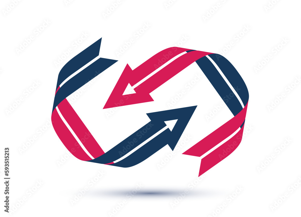 Loop arrows vector logo or sign, double arrows refresh symbol, teamwork ...