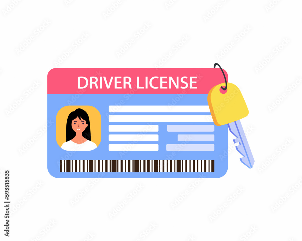 women driver license plastic card template, document identification for ...
