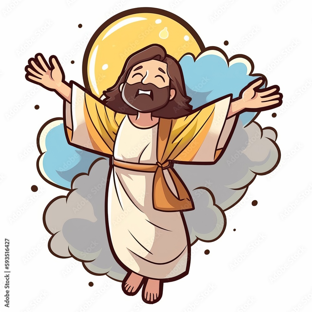 Cute cartoon illustration of Jesus Christ, for Ascension day, easter ...