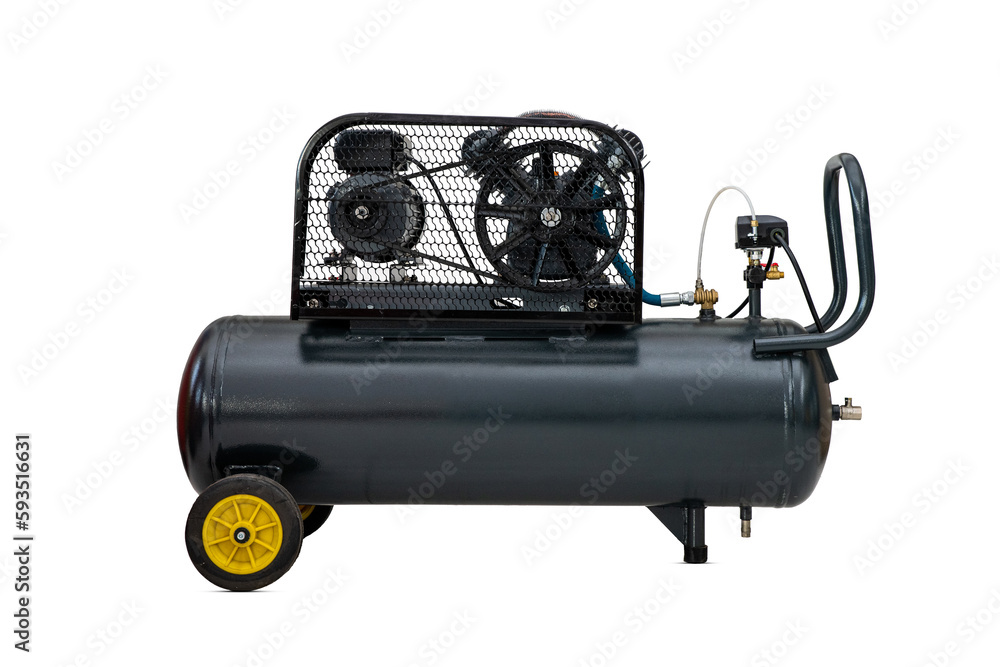 Black air compressor. An external compressor. industrial compressor in ...