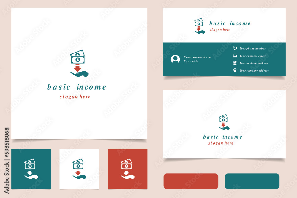 Basic income logo design with editable slogan. Branding book and ...