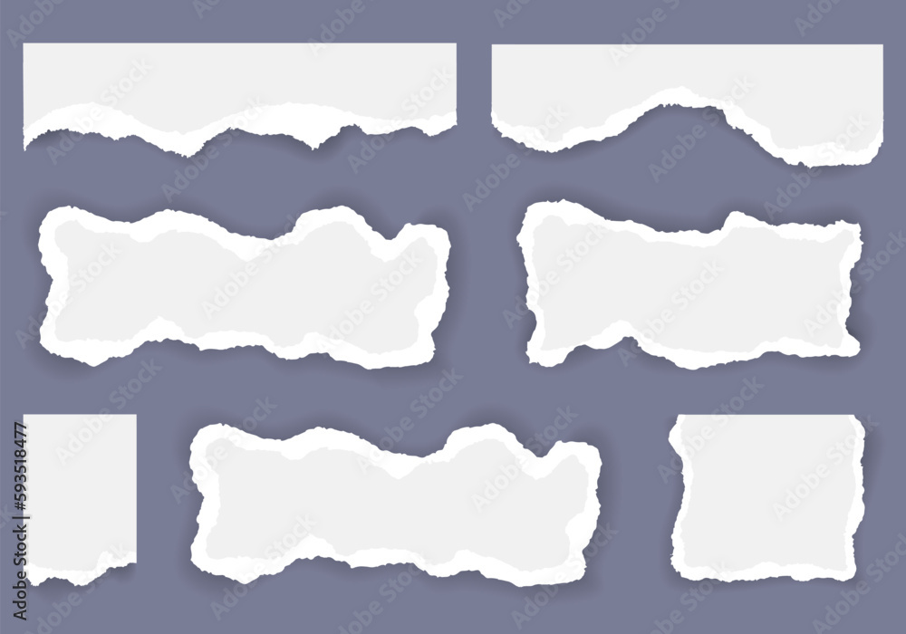 Paper torn strip stroke with cut stuck edges vector illustration ...
