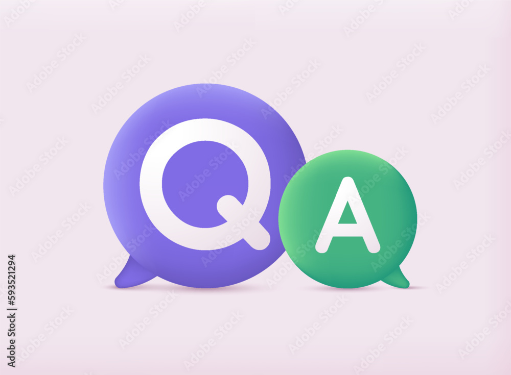 Question and Answers concept illustration template. 3D Web Vector ...