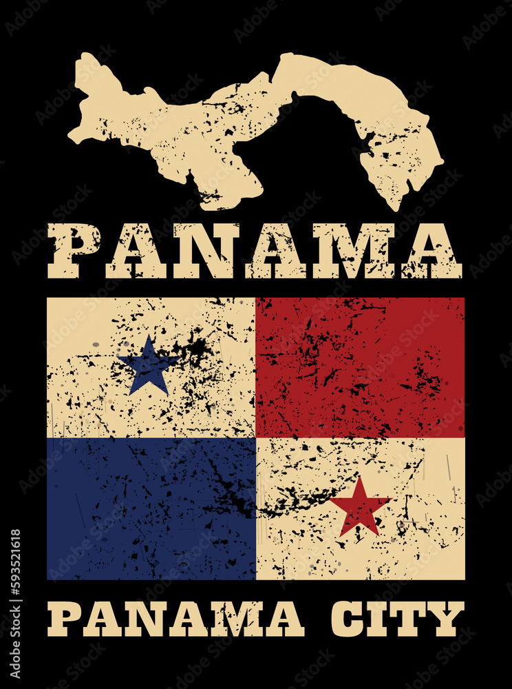 Panama map and flag on a black background. Vector illustration. Stock ...