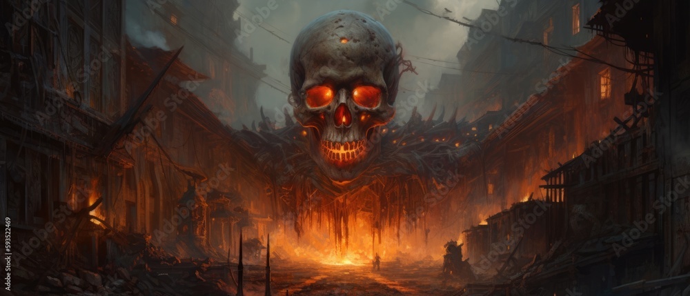 Pagan worship effigy to ward of disease, evil and death, macabre ...