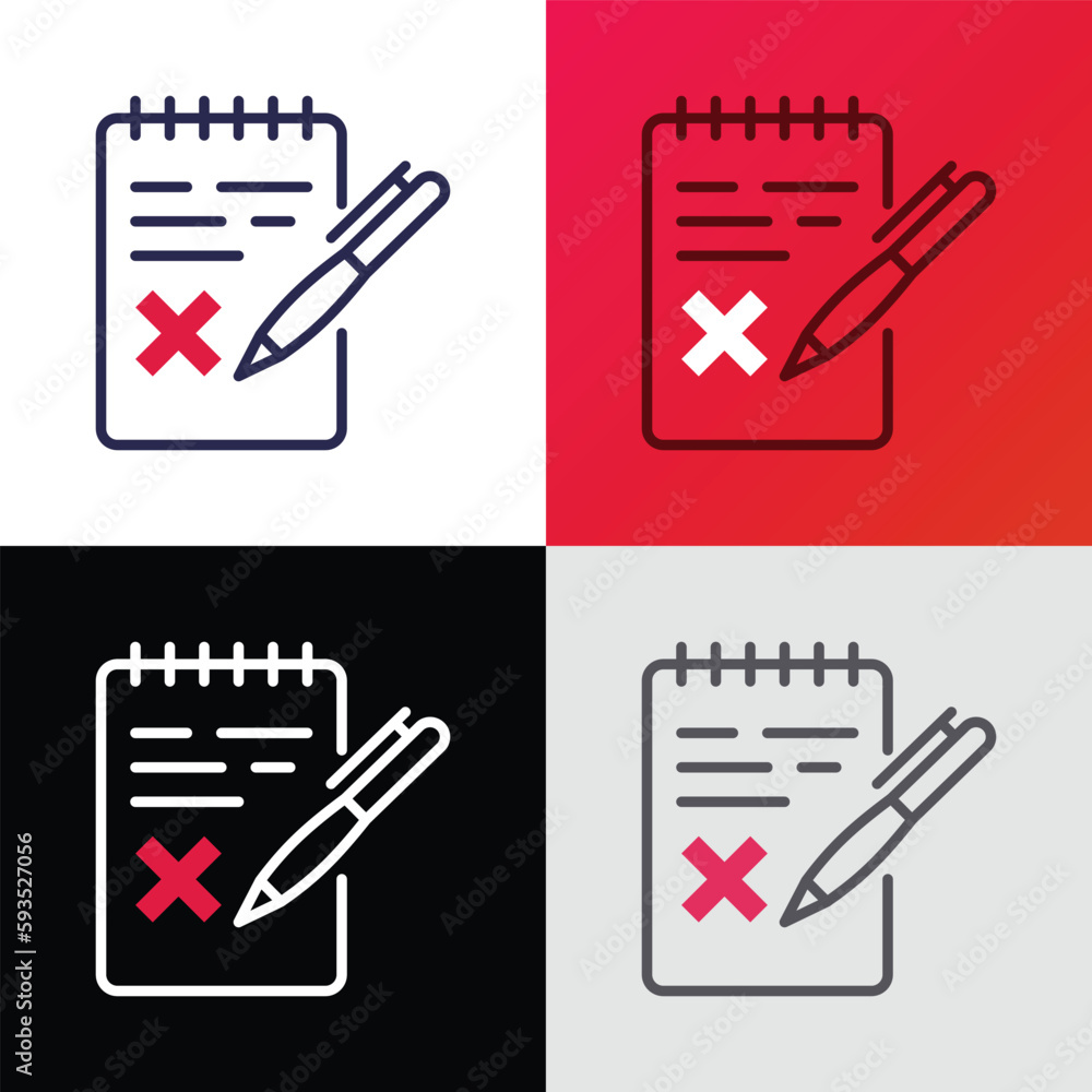 Agreement rejected thin line icon. Document with cross mark. Decline ...