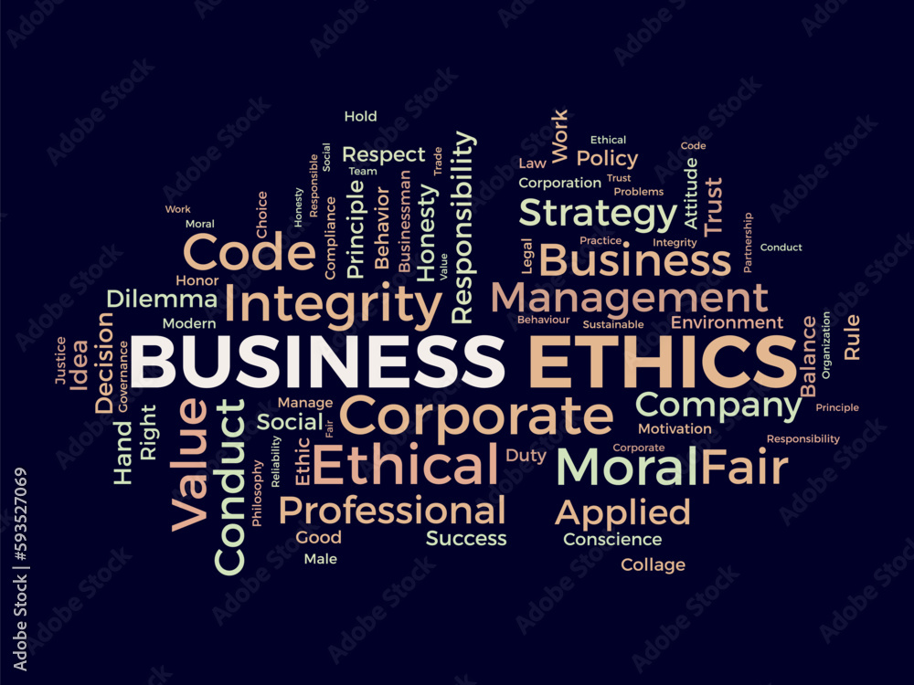 Word cloud background concept for Business Ethics. Corporate integrity ...
