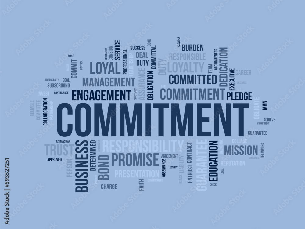 Word cloud background concept for Commitment. Responsibility engagement ...