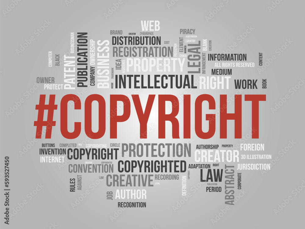 Word cloud background concept for Copyright. Intellectual property ...