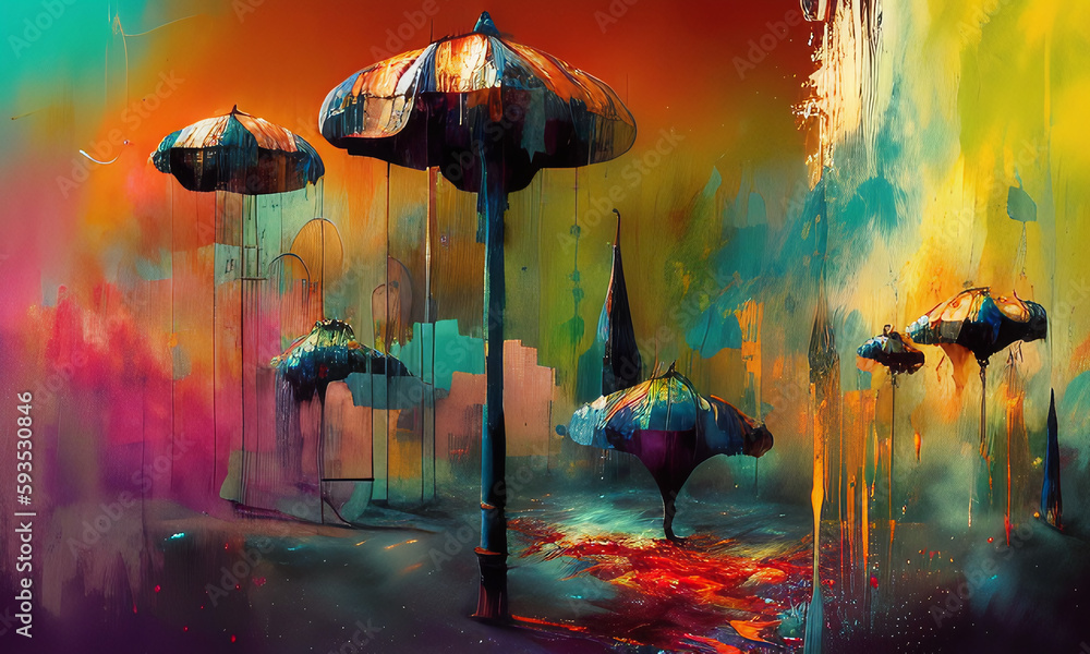 Painting with oil paints. Conceptual abstract hand painting. The ...