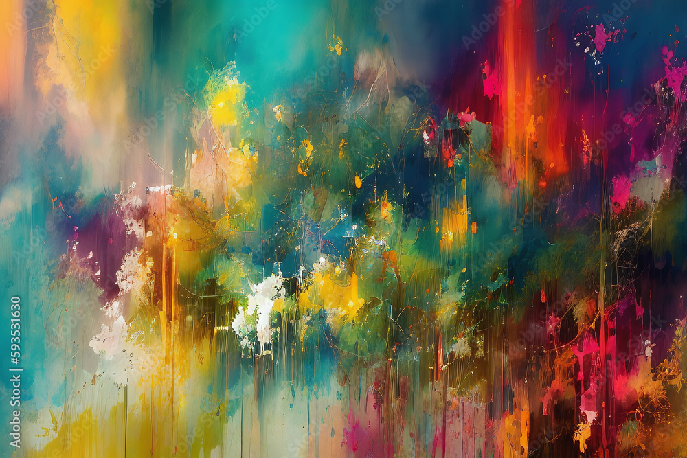 Painting with oil paints. Conceptual abstract hand painting. The ...
