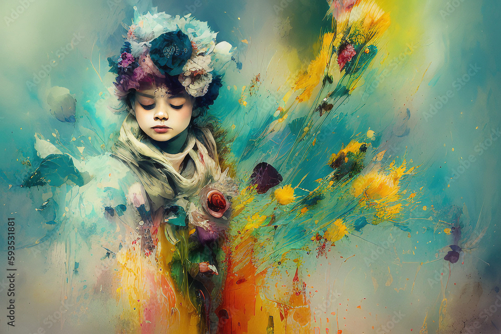 Painting with oil paints. Conceptual abstract hand painting. The ...