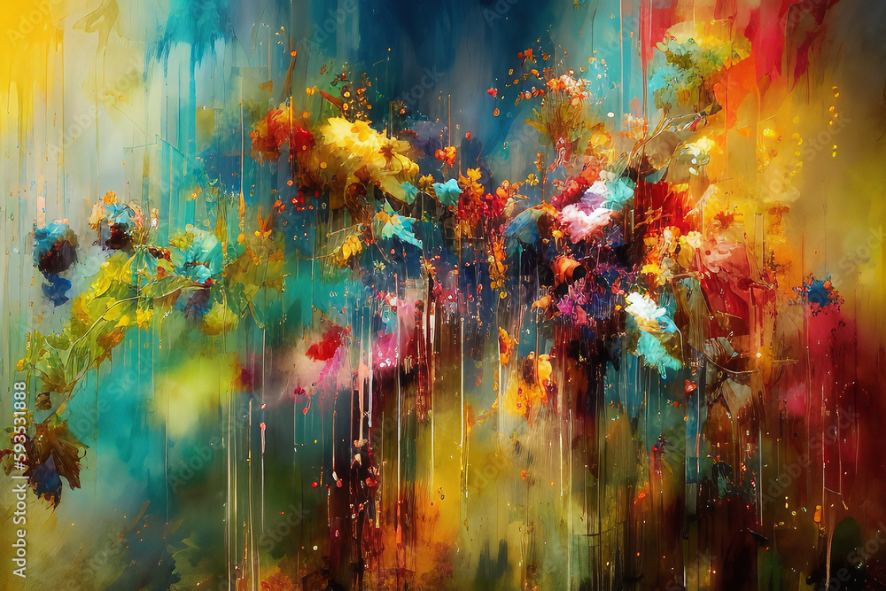 Painting with oil paints. Conceptual abstract hand painting. The ...