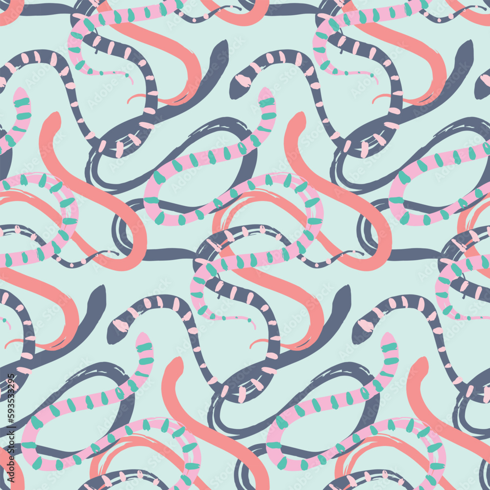 Seamless pattern with snakes. Intertwining reptiles in a trendy palette ...