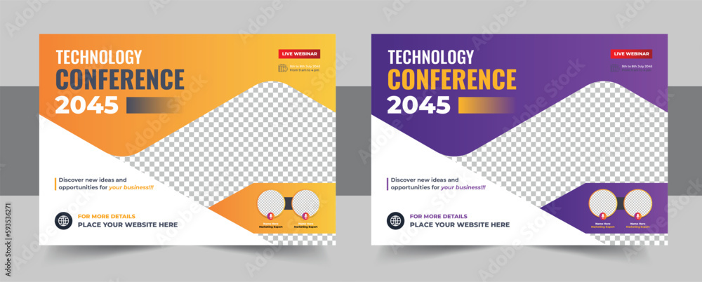 Corporate horizontal business conference flyer template, Annual ...