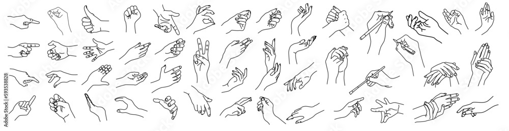 Continuous line drawing hands barely touching one another. Vector ...