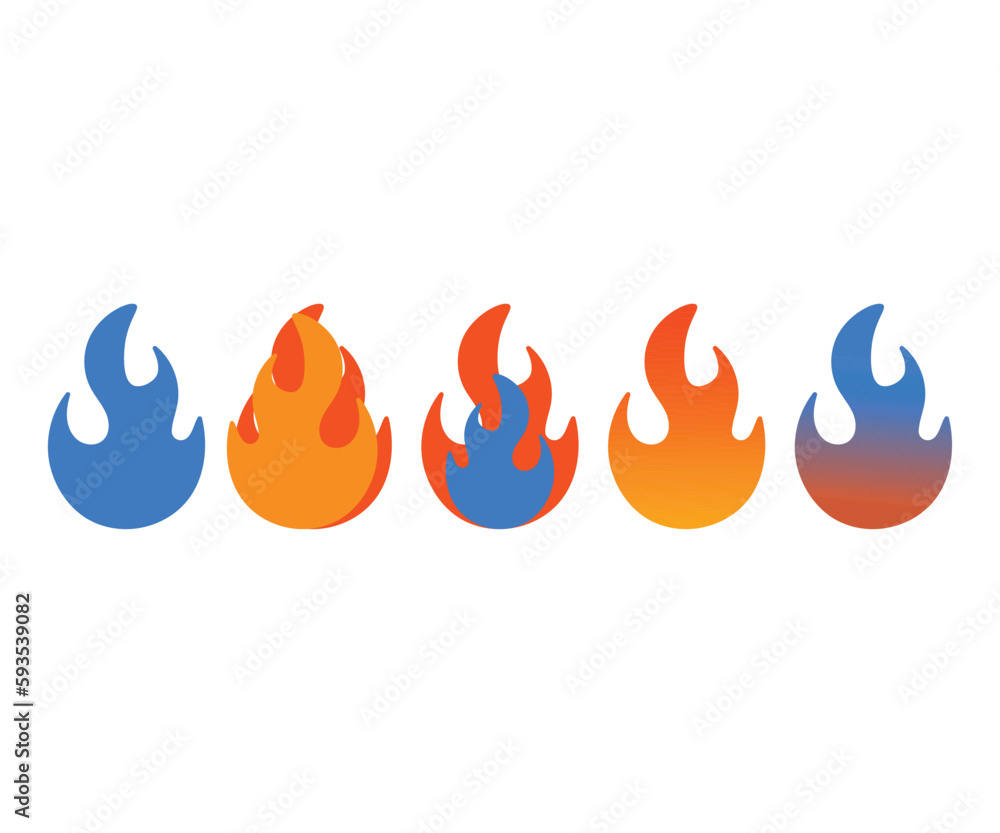 Set of different fire flame logos Stock Vector | Adobe Stock