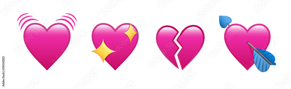 Pink hearts emojis. Love Hearts emoji. Isolated. Vector illustration ...
