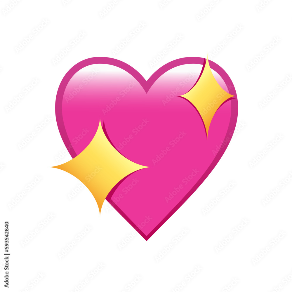 Shine heart emoji sign icon with the sparkle star isolated on white ...