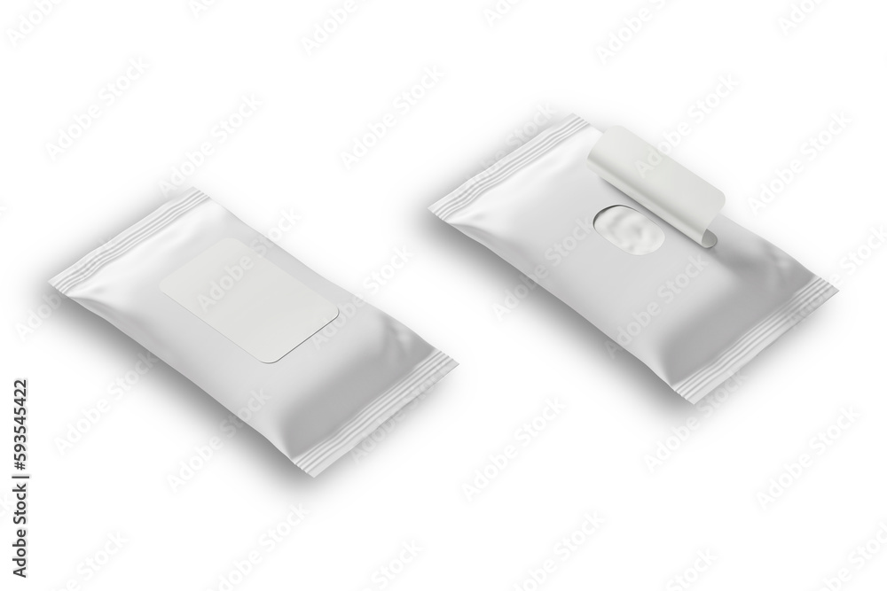 Blank white open and closed Pack of wet wipes. Isolated set of ... Blank white open and closed Pack of wet wipes. Isolated set of ...