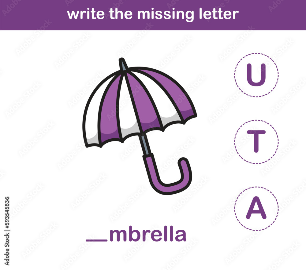 write the missing letter,illustration, vector Stock Vector | Adobe Stock