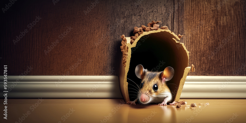 A rodent comes out of its hole in the wall. It illustrates the need to ...