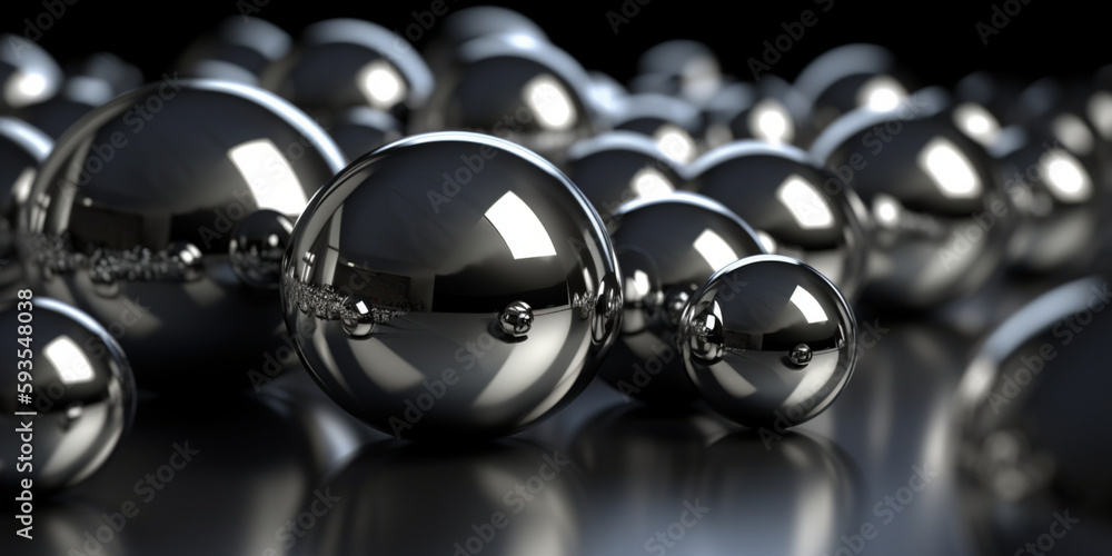 Abstract silver 3d balls and metallic texture effect. ai generated ...