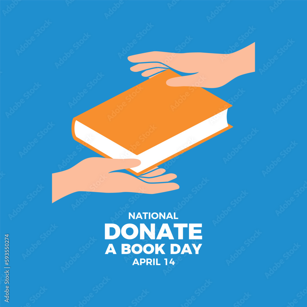 National Donate a Book Day vector illustration. Hands giving a book ...