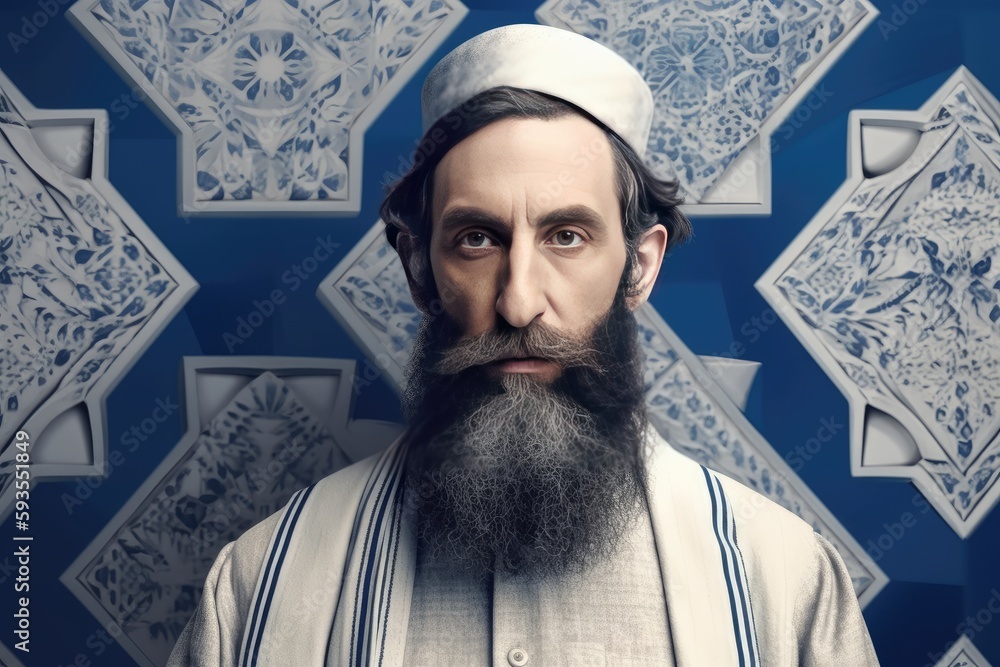 jewish man on blue and white patterned background for Jewish American ...