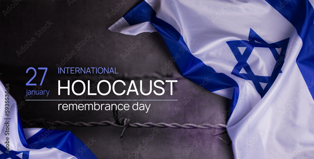 Holocaust Remembrance Day. Yom HaShoah. Official flag of Israel on a ...