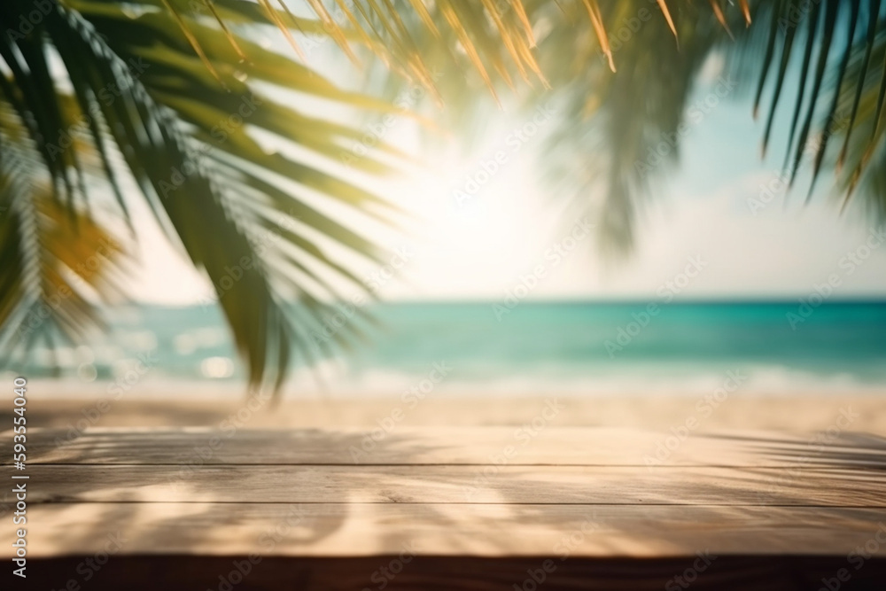 Summer Beach Table Counter Top, Podium Pedestal, Abstract Tropical ...