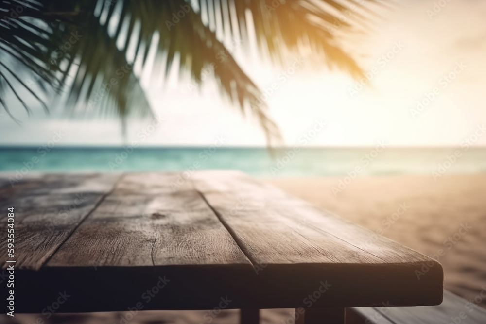 Summer Beach Table Counter Top, Podium Pedestal, Abstract Tropical ...