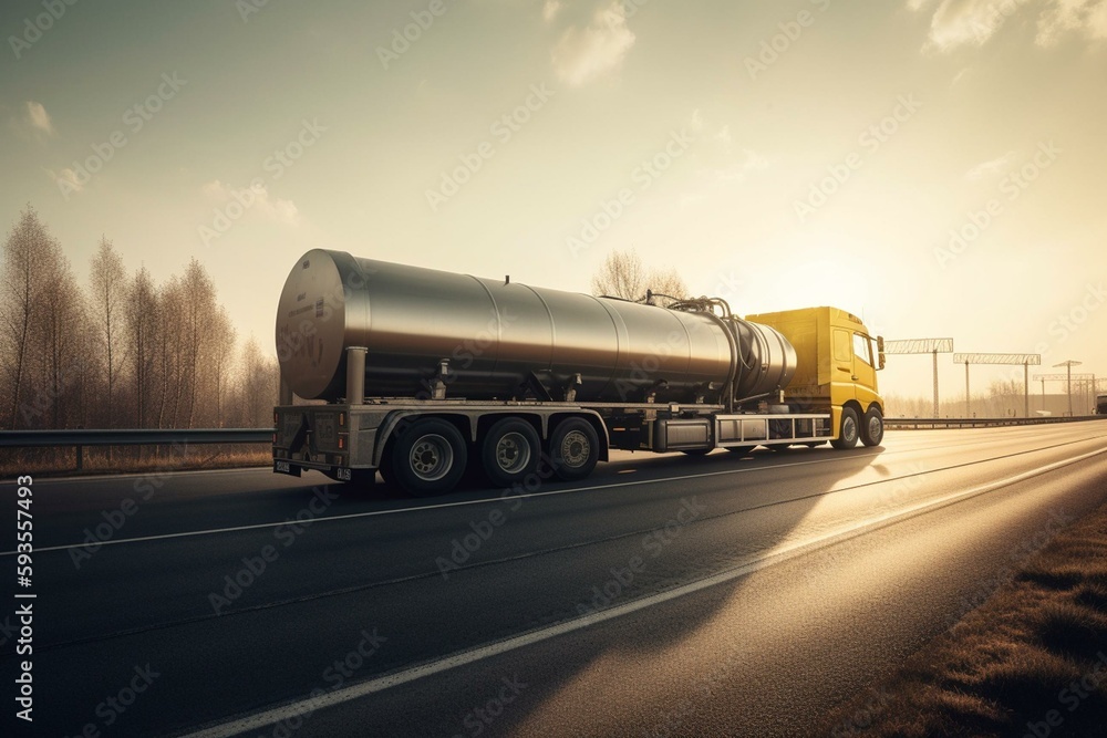 Transportation truck on highway - Mobile gas refueller containers for ...