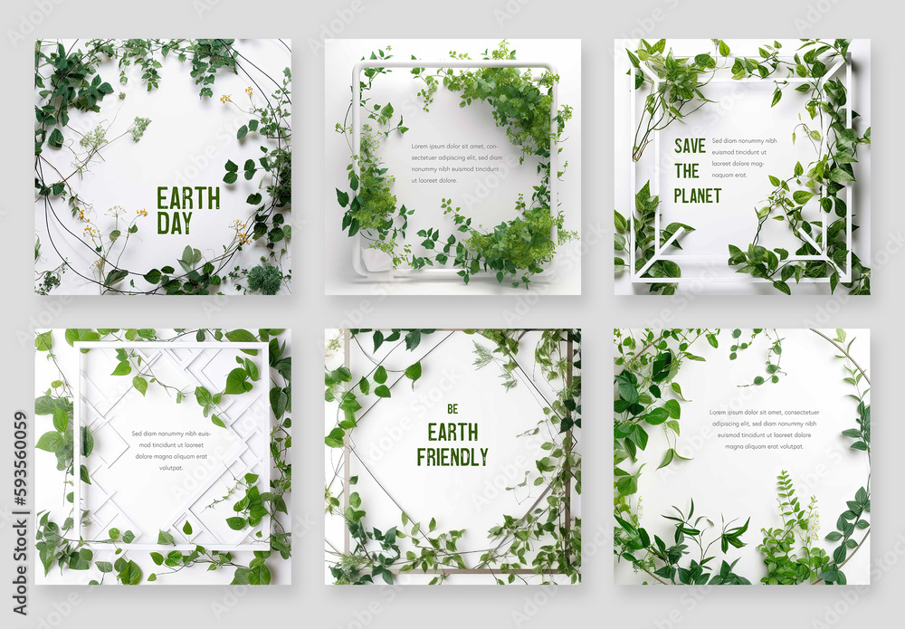 Earth Day Social Media Layouts With Generative AI Stock Template ...