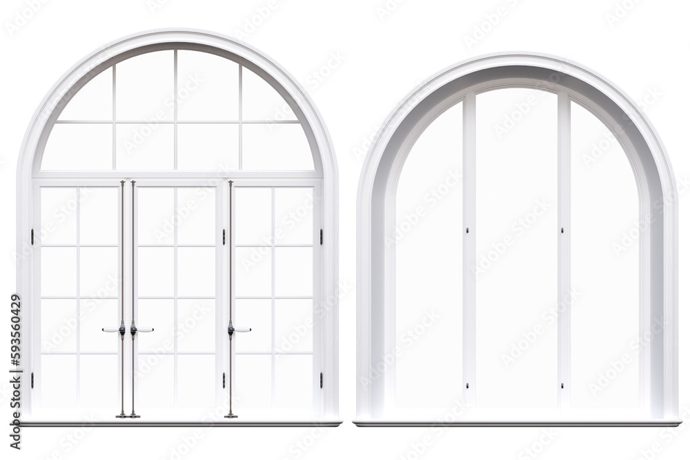 windows in the interior isolated on transparent background, 3D ...