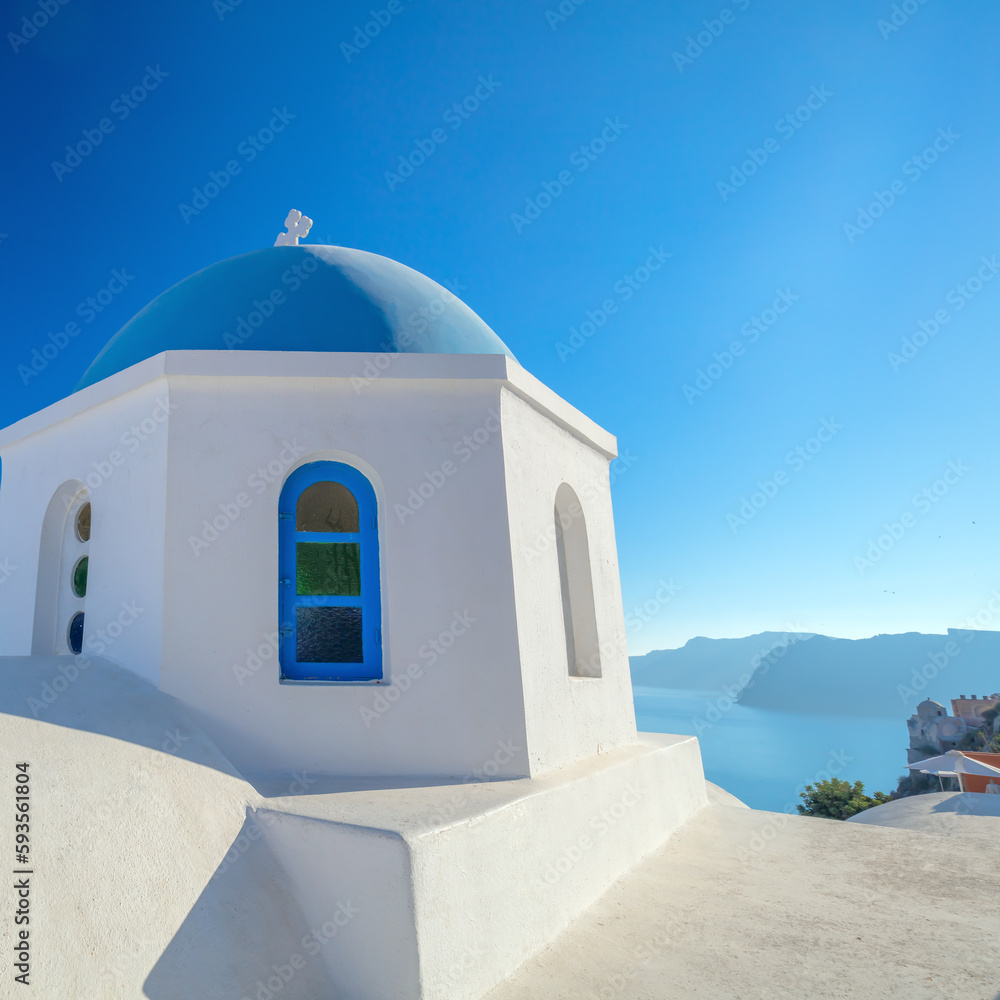 Geometry and colors of sunny Santorini, Greece. Conceptual Artistic ...