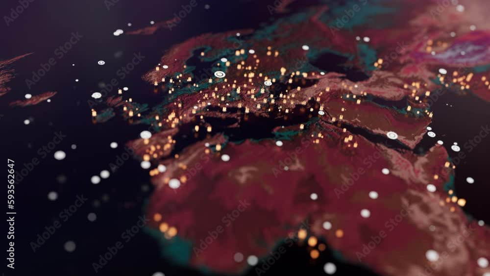 Motion graphics video footage of animated topographic map with ...