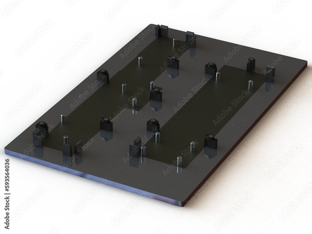 PCB Press Fit Fixture MOD201206 3D Rendering Stock Illustration | Adobe ...