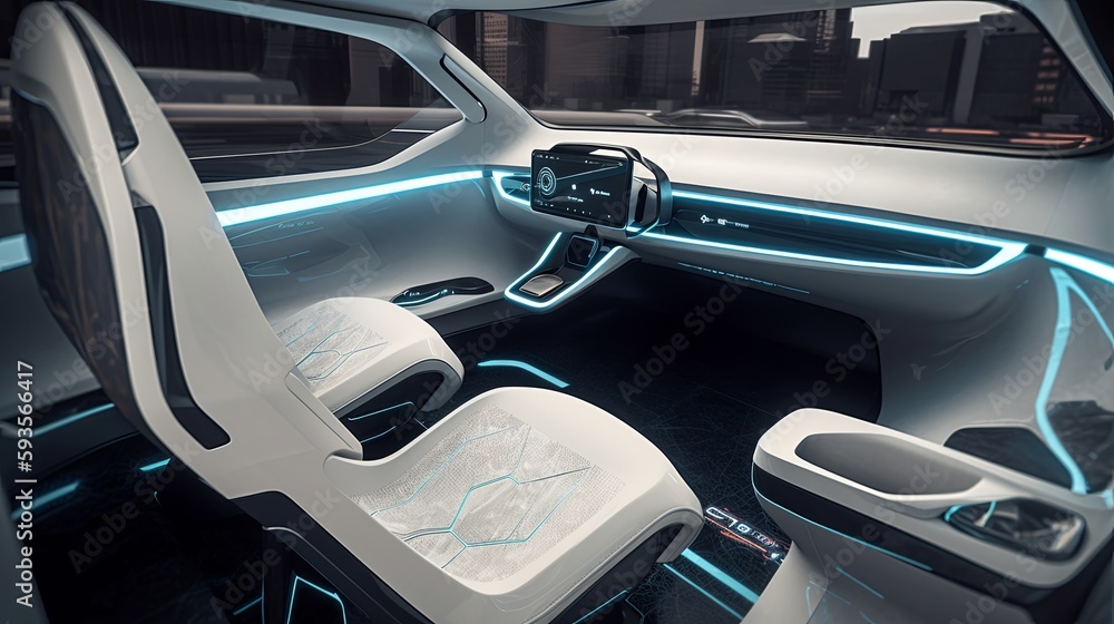 Futuristic autonomous self-driving Car Interior. Generative AI ...