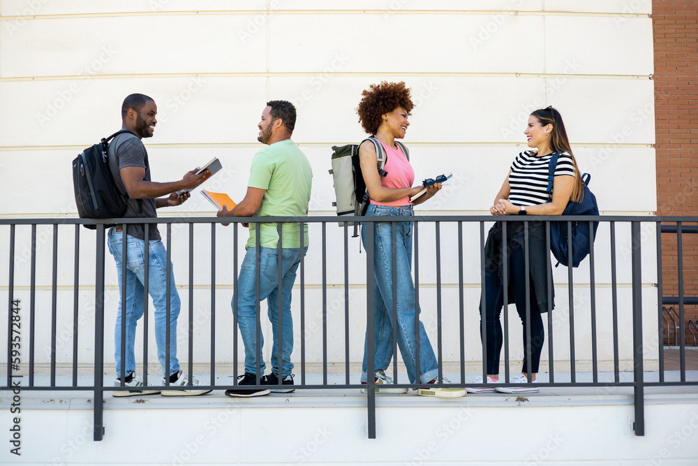 A diverse group of college students. Happy casually dressed multiethnic ...