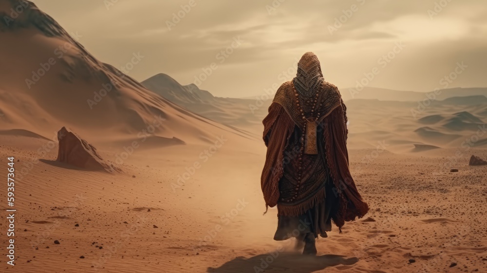 Mysterious egypt god in striking cloak walking through exploding ...