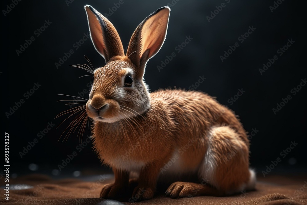 lapin roux de bout sur ses pattes arrière qui fait bonjour avec sa ...