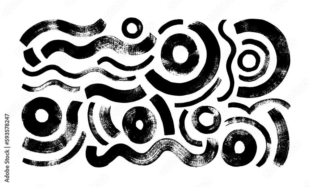 Curved lines and circles elements isolated on white background ...