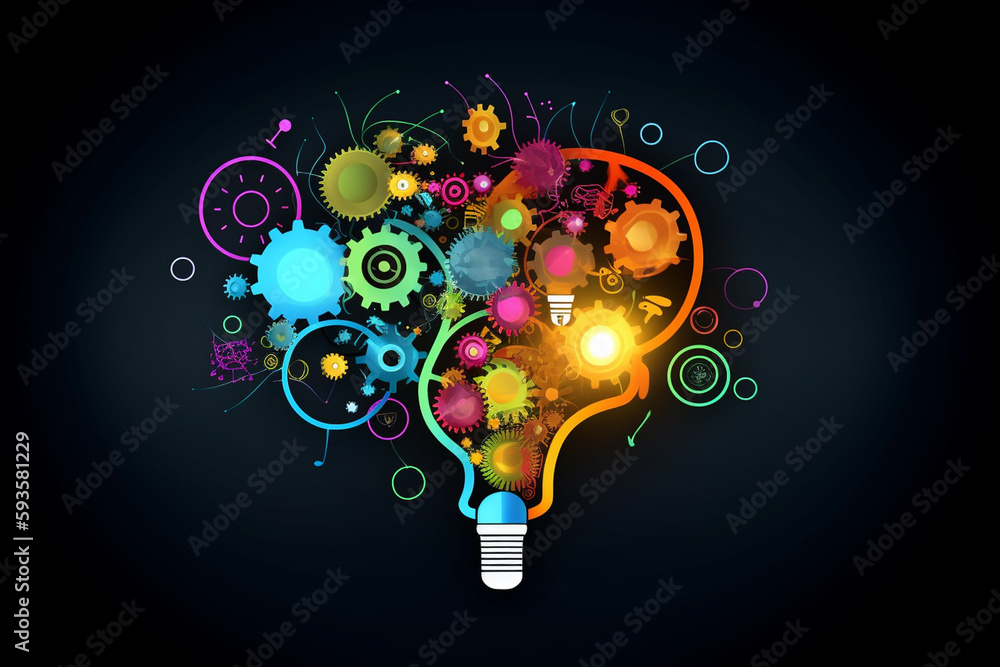 Colorful human brain. Self care and mental health concept, positive ...